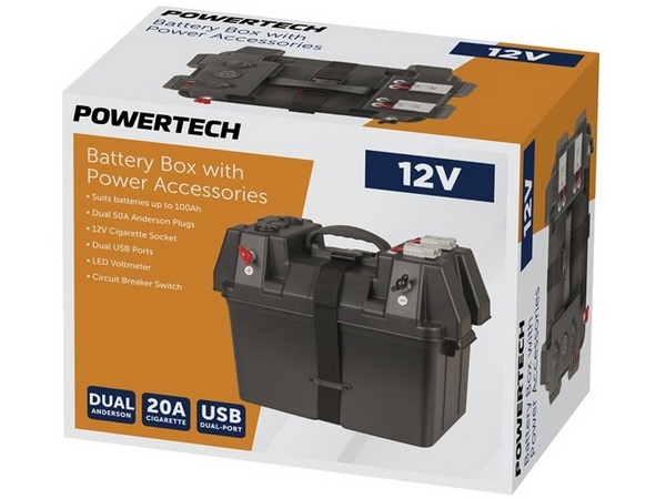 Power battery box with dual anderson plugs